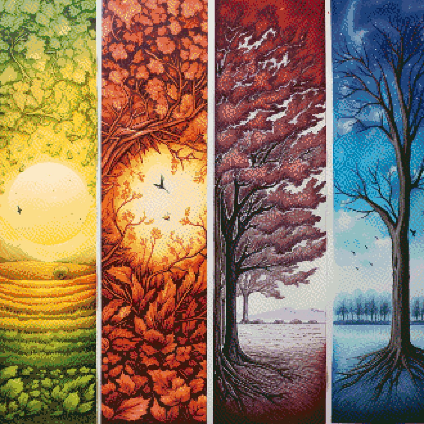 Bestel nu het MyHobby Borduurpakket - Vier jaargetijden 60x60 cm